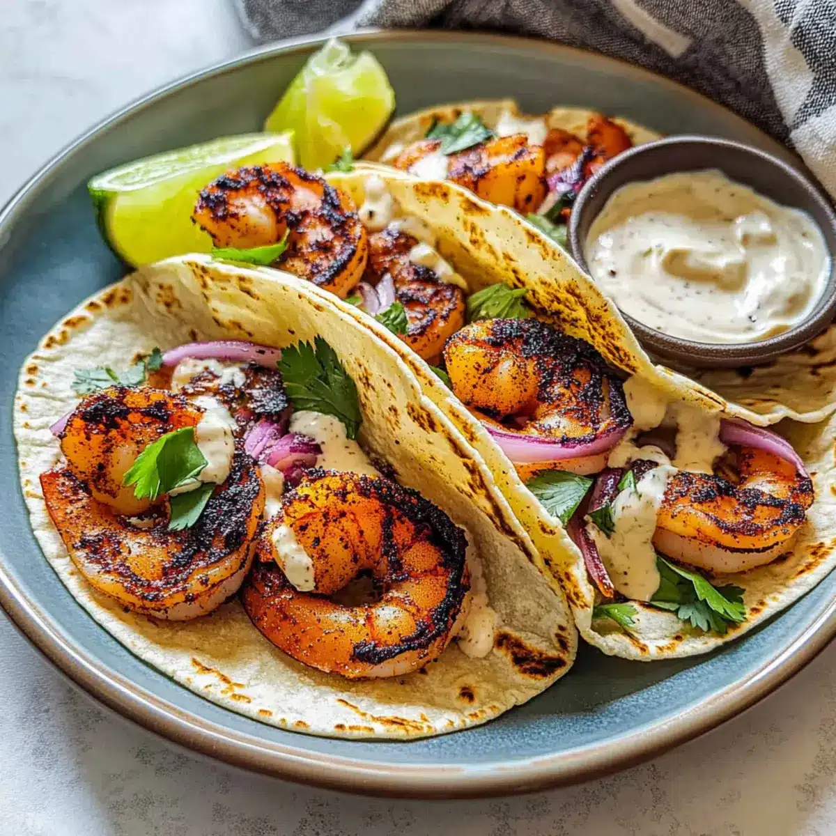 Effortless Blackened Shrimp Tacos with Creamy Garlic Aioli